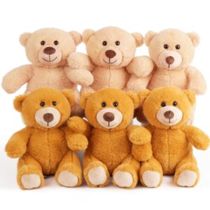 benben teddy bear stuffed animal, set of 6 teddy bears bulk, 8 inch bear plush toy for kids, baby shower decoration for boys, girls, gifts for girlfriend, valentine's day