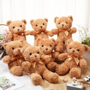 HyDren 18 Pcs Bear Stuffed Animals Bulk 12 Inch Soft Plush Bears Doll Small Stuffed Bear Toy with Bows for Girl Boy Baby Shower Christmas Birthday Decor Gift Party Favors (Light Brown)