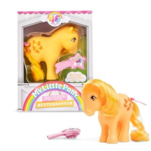 my little pony, 40th anniversary 4-inch butterscotch, original 1983 collection, long, brushable mane and tail, action figure, great for kids, toddlers, girls, ages 4+