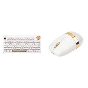 azio izo wireless bt5/usb pc & mac mechanical keyboard (white blossom) and bluetooth mouse bundle