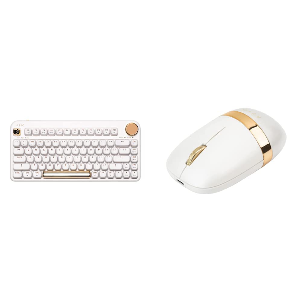 Azio IZO Wireless BT5/USB PC & Mac Mechanical Keyboard (White Blossom) and Bluetooth Mouse Bundle