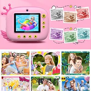 Kids Camera Instant Print, 2.4-inch Screen 12MP / 1080P HD Kids Digital Camera, Kids Toddler Camera, Boys Girls Christmas Birthday Gifts for 3 4 5 6 7 8 9 10 11 12 Year Old