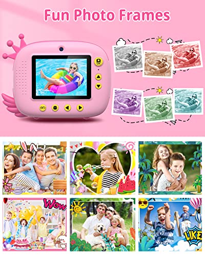 Kids Camera Instant Print, 2.4-inch Screen 12MP / 1080P HD Kids Digital Camera, Kids Toddler Camera, Boys Girls Christmas Birthday Gifts for 3 4 5 6 7 8 9 10 11 12 Year Old