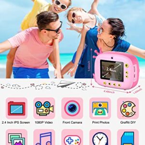 Kids Camera Instant Print, 2.4-inch Screen 12MP / 1080P HD Kids Digital Camera, Kids Toddler Camera, Boys Girls Christmas Birthday Gifts for 3 4 5 6 7 8 9 10 11 12 Year Old