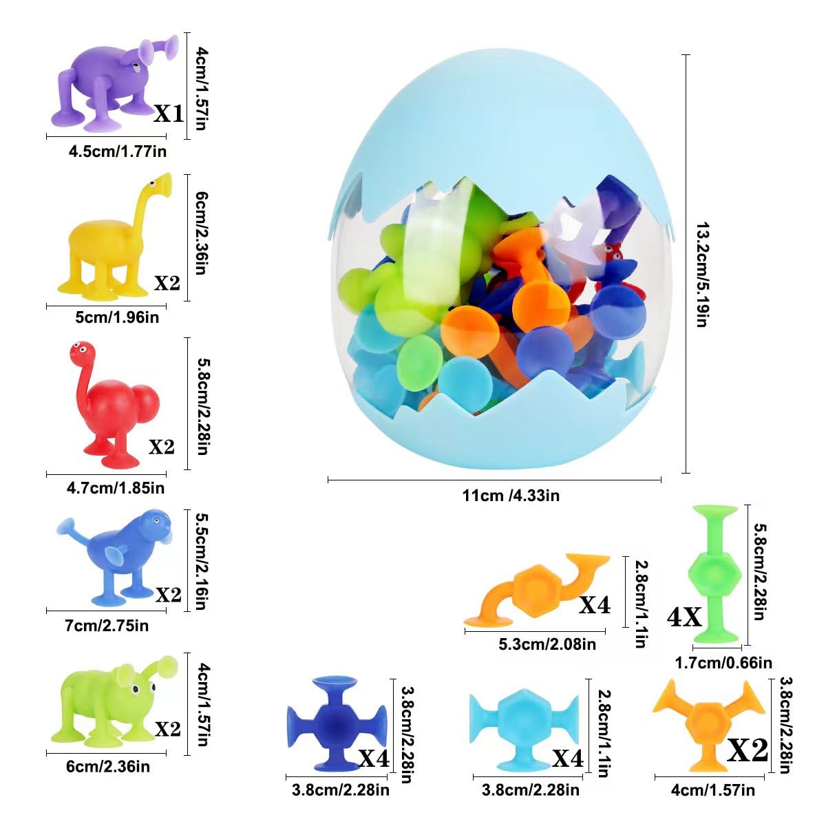 Bath Toys 27 PCS Suction Toys Sensory Toys for Kids Ages 4-8 Boys Girls Stress Release Toys Travel Toys Suction Cup Toys Silicone