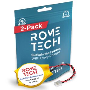 rome tech replacement cr2032-lc1 cmos battery for sony playstation 2/3 - ps2 ps3 backup rtc bios battery - 2 wire cable (2-pack)