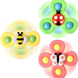 3PCS Suction Cup Spinner Toys for 1 2 Year Old Boys Spinning Toys 12-18 Months Sensory Toys for Toddlers 1-3 First Birthday Baby Gifts for Girls