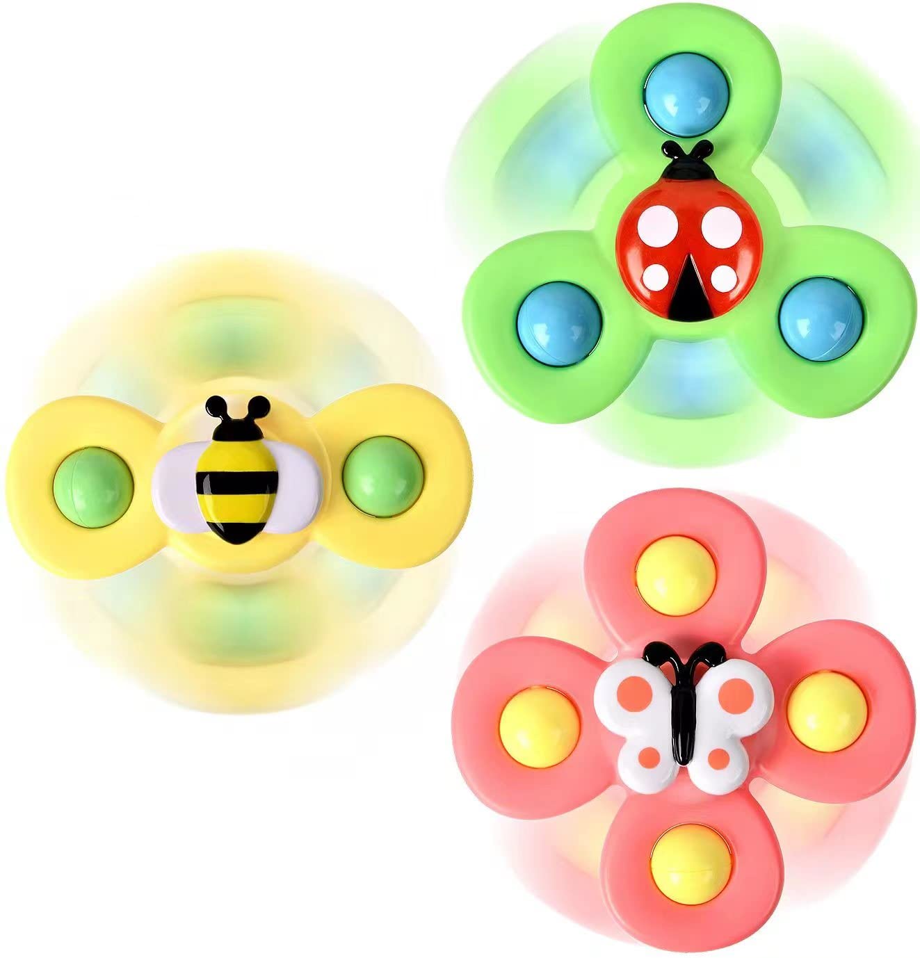 3PCS Suction Cup Spinner Toys for 1 2 Year Old Boys Spinning Toys 12-18 Months Sensory Toys for Toddlers 1-3 First Birthday Baby Gifts for Girls