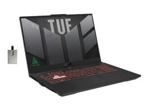 asus 2021 tuf a17 17.3" fhd 144hz gaming laptop, amd ryzen 7-6800h processor, 16gb ddr5 ram, 512gb pcie ssd, backlit keyboard, geforce rtx 3060 6g ddr6, hd webcam, windows 11, gray, 32gb usb card