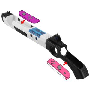 geekria game gun compatible with nintendo switch/oled joy-cons grip, fit for splatoon, resident evil, juarez, hunting simulator, wolfenstein, sniper elite, type shooting gaming accessories