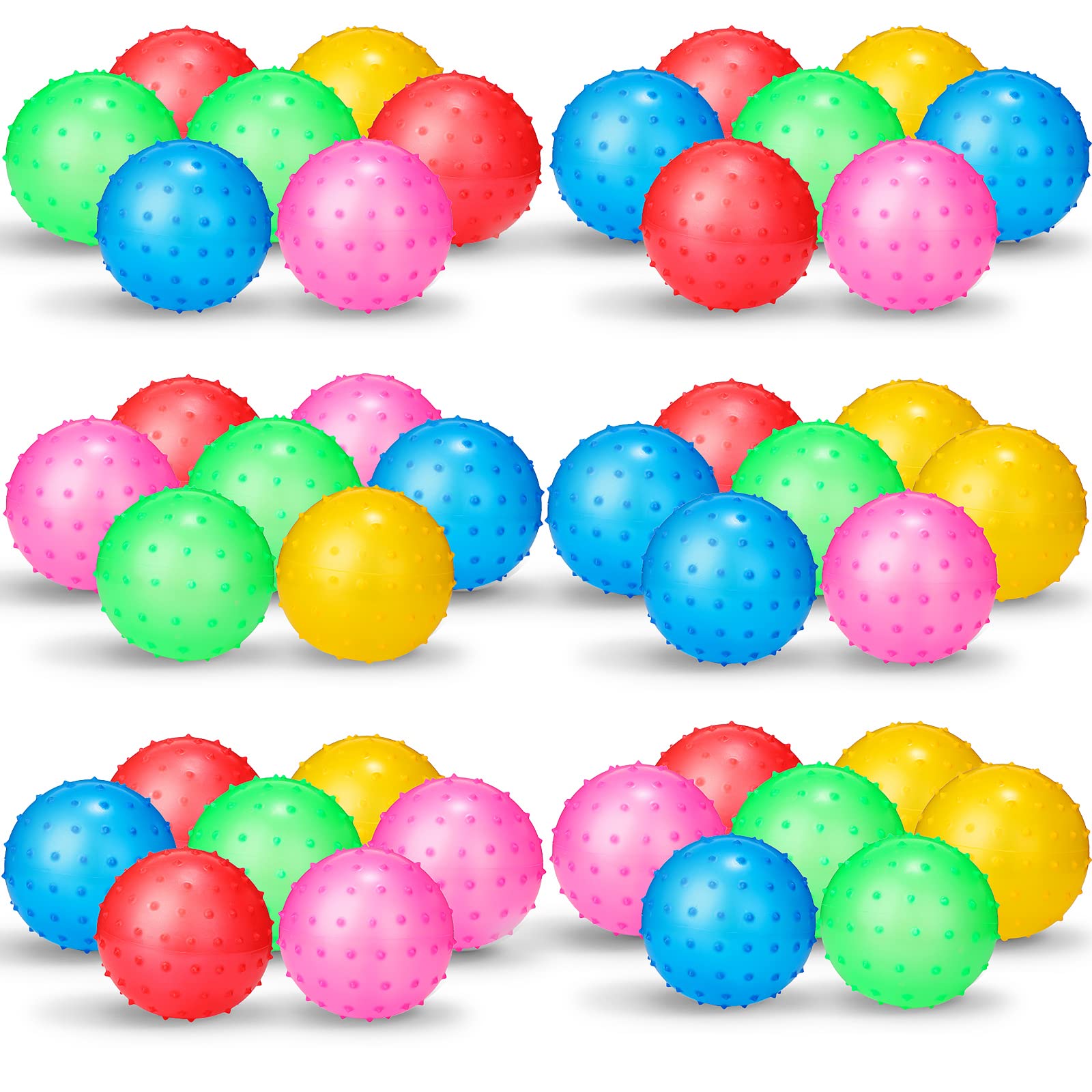 Jerify 36 Pieces Knobby Balls Spiky Bounce Ball Toy Large Bouncy Balls Bulk Inflatable Sensory Balls Soft Massage Stress Plastic Balls for School Party Play Outdoor Indoor