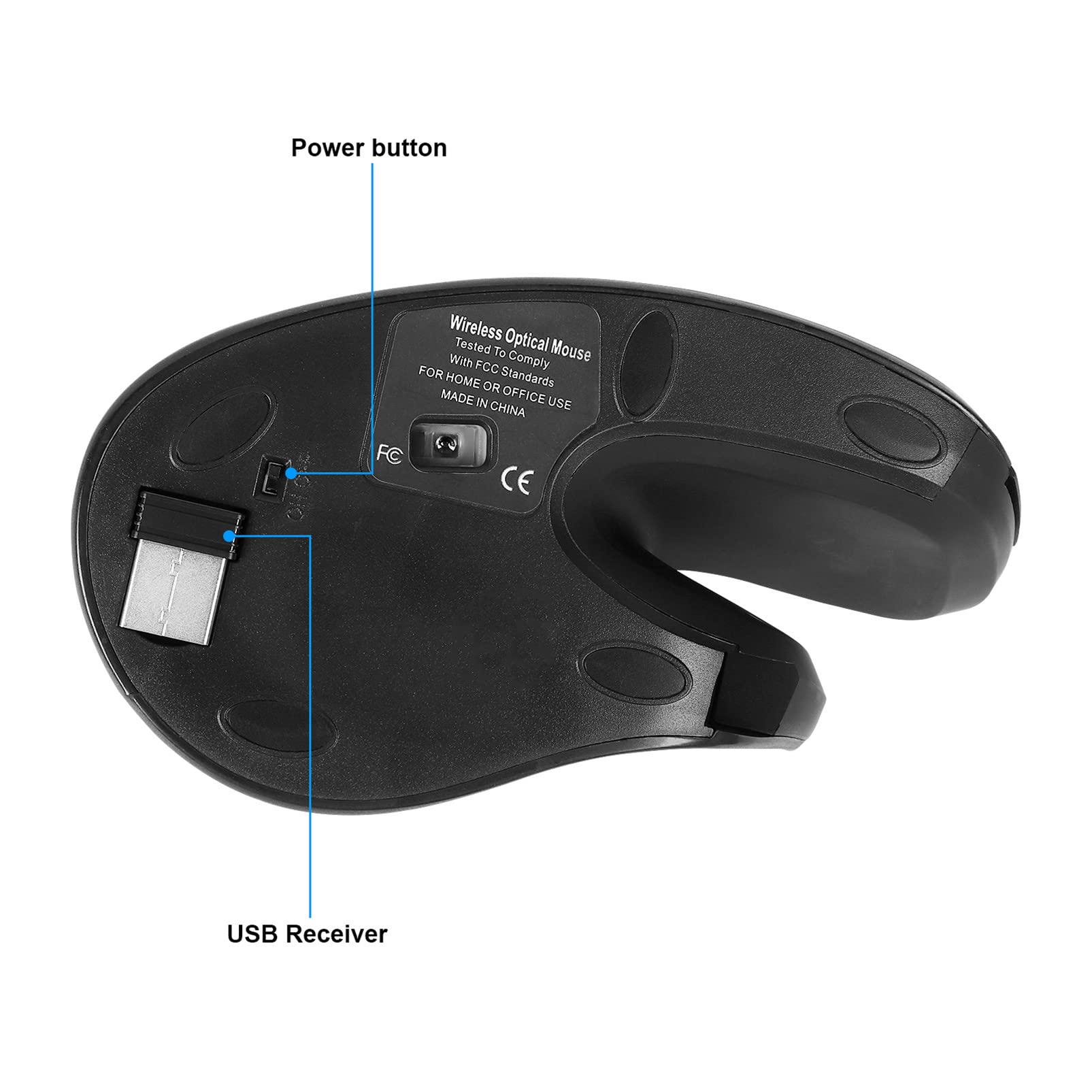 Vertical Wireless Mouse,Ergonomic Rechargeable 2.4G Optical Vertical Mice 6 Buttons Design with Adjustable DPI 800/1200/2400/3200 for Windows Laptop Desktop PC Office