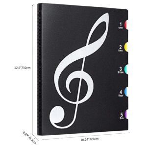 KNMNIU Sheet Music Folder, 20 Sheets 40 Pages Music Sheet File Paper Storage Folder A4 Spiral Binder 8.5x11 Inch for Sheet Music and Documents Organizer