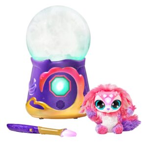 jknew magical misting crystal ball with interactive 8 inch blue plush toy and 80+ sounds and reactions, electronic pet, ages 5+ (pink)