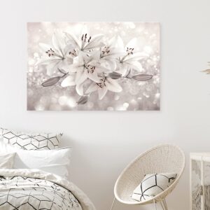 artgeist Acoustic Canvas Wall Art Lilies Flower 35x24 in - 1pcs Picture with Acoustic Foam Sound Print Artwork Room Acoustics Soundproofing Nature Botanical Plant b-C-10285-b-a