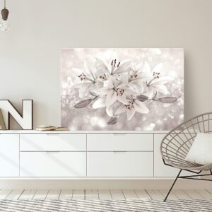 artgeist Acoustic Canvas Wall Art Lilies Flower 35x24 in - 1pcs Picture with Acoustic Foam Sound Print Artwork Room Acoustics Soundproofing Nature Botanical Plant b-C-10285-b-a