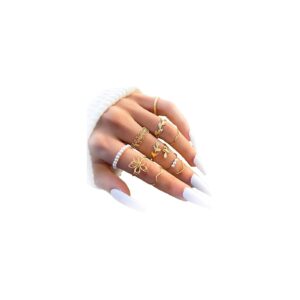 huasai gold stackable rings for women non tarnish cute rings for teens trendy stuff boho moon star butterfly rings stacking knuckle finger rings set jewelry gifts