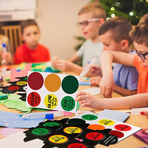 Eaasty 30 Pcs Christian Crafts Sunday School Crafts Religious Crafts for Kids Inspirational Traffic Light Craft Kit Bible Crafts for Children Bulk John 14: 6 Crafts Religious Party Classroom Favor