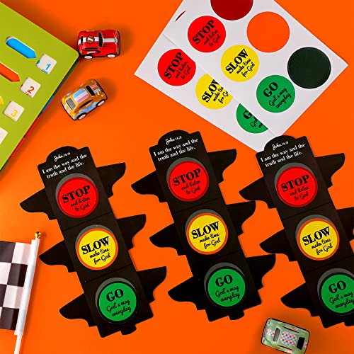 Eaasty 30 Pcs Christian Crafts Sunday School Crafts Religious Crafts for Kids Inspirational Traffic Light Craft Kit Bible Crafts for Children Bulk John 14: 6 Crafts Religious Party Classroom Favor