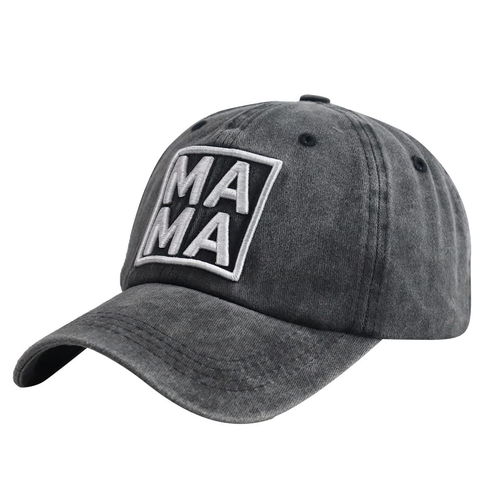 MANMESH HATT New Mom Gifts for Women, Funny Mama Baseball Cap, Vintage Washed Embroidered Mother's Day Mom Life Hat, Birthday Gift for Mom, Wife, Grandma, Aunt, Sister Black