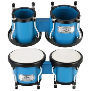 EastRock Bongo Drum 4” and 5” Set for Adults,Percussion Bongos Drum With Tuning Wrench (Blue)