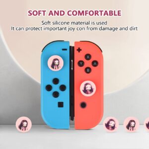 DLseego Kamado Nezuko 4PCS Thumb Grips Caps for Switch/Switch OLED/Switch Lite Soft Silicone Joy Con Joystick Cover Protective Japanese Amine Cartoon Analog Button Caps - Pink