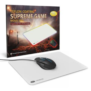 wengtech teflon coating gaming mouse pad - optimized for gaming sensor, precise positioning, ultra-thin, stable output, non-slip, waterproof (classic white, 13.7x9.4x0.02 inches)