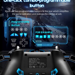 BINBOKPLAY Switch Controller, Wireless Switch Pro Controller for Switch/Switch Lite/Switch OLED, RGB Adjustable LED Wireless Remote Gamepad with Unique Crack/Motion control/Turbo/ALPS Joystick (Black)