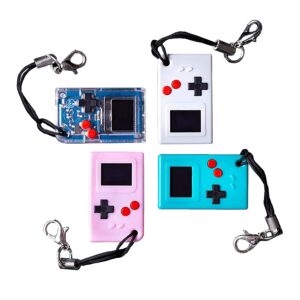 tinycircuits thumby (4 pack plus 2 link cables), tiny game console, playable programmable keychain: electronic miniature, stem learning tool