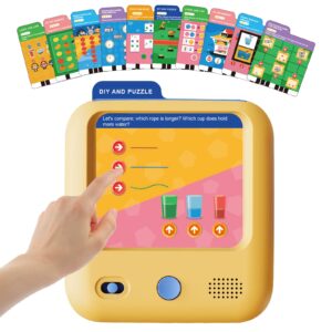 fisca kids learning pad with 60 flash cards 180 questions for toddlers 3 4 5 6 year old, electronic touch screen interactive preschool educational toy learning logic & thinking for boys and girls