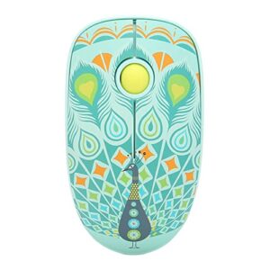 wireless gaming mouse, 2.4ghz 3 smart power saving modes mouse,portable peacock pattern ergonomic 1500dpi wireless mouse