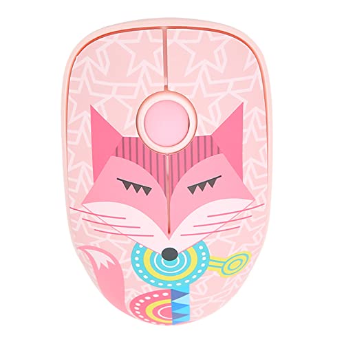 Wireless Mouse, Portable 2.4GHz Wireless Mice,Cute Cartoon Pink Fox Pattern Laptop Wireless Mouse, Silent Wireless Gaming Mouse,Three Intelligent Sleep Modes Mice