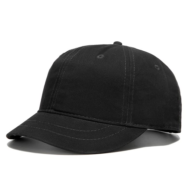 Short Brim Baseball Cap for Women and Men Outdoor Sports Cotton Snapack Caps Adjustable Dad Hats Umpire Sun Hats BP064 Black