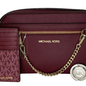 Michael Kors Jet Set Large Chain Crossbody Bag bundled with with SM TZ Coinpouch Wallet Purse Hook (Mulberry/Signature MK Mulberry