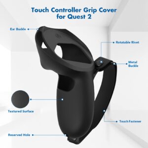 KIWI design Controller Grips and Comfort On-Ear Audio Strap Compatible with Quest 2