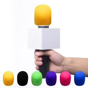 Microphone Cover Colorful Foam Mic Cover Washable Microphone Windscreen Microphone Covers Suitable for Most Standard Handheld Microphone (6 Color)