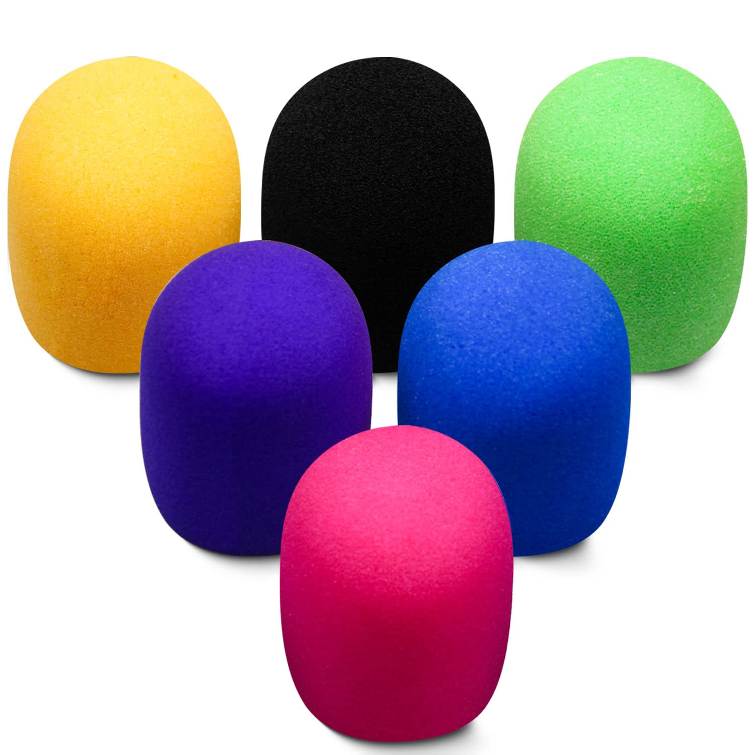 Microphone Cover Colorful Foam Mic Cover Washable Microphone Windscreen Microphone Covers Suitable for Most Standard Handheld Microphone (6 Color)