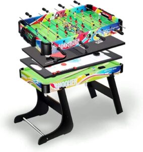 onotec multi game table, 4-in-1 combo game table w/soccer, billiard, slide hockey, wood foosball table, perfect for game rooms, arcades, bars, parties, family night