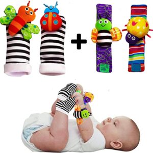 Newborn Essential Baby Girl Boy Gift Set: Baby Rattle Socks with Wrist Rattles, 0-6 to 12 Months Infant Brain Development Toys