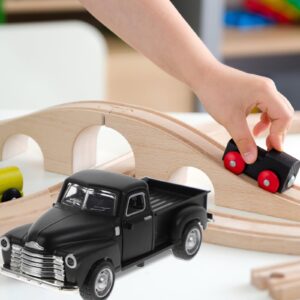 NUOBESTY Die Cast Pickup Truck Model Retro Alloy Car Model Metal Truck Model Black Car Toy for Christmas Party Table Decor Kids Toy