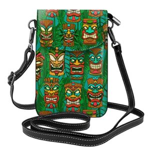 tiki idols and palm leaves crossbody cell phone purse women pu crossbody bag small crossbody wallet purse shoulder bag