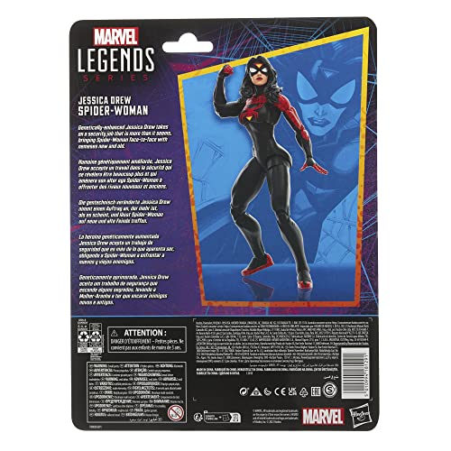 Marvel Legends Series Jessica Drew Spider-Woman, Spider-Man Legends Collectible 6 Inch Action Figures, 2 Accessories