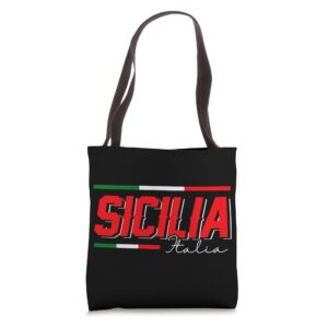 sicilia flag sicily palermo italy tote bag