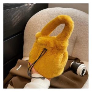 Women Cute Furry Purse Faux Fur Fuzzy Handbag Fluffy Crossbody Bag Plush Soft Sherpa Hand Bags Small Purses (beige)