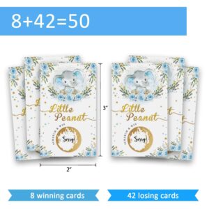 50 Baby Shower Scratch Off Game, Blue Elephant Rose Lucky Draw Card，Party Activities, Decorations, and Supplies- It's a Boy