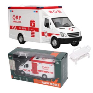 tytoge ambulance toy car alloy high simulation friction powered wheels emergency vehicle toy with light and sound for kids