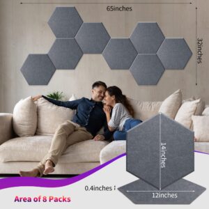 Hexagon Acoustic Panels, High Density, Sound Proofing, Decorative Noise Reduction Felt Wall Tiles for Ceilings, Home Office & Gaming Room (Moon Gray), 14x12x0.4 Inch, Mollywell