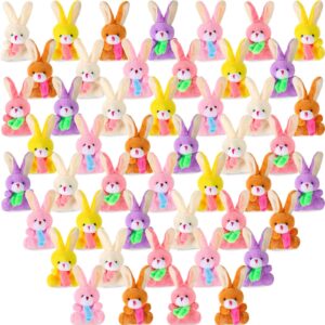 sratte 48 pcs 4 inches easter mini plush bunny bulk tiny stuffed small little bunny toy soft colored colorful animals for easter eggs filler rabbit birthday party favors boys girls gift, 6 colors