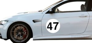 race car roundel number plate vinyl decal - permanent, reusable and magnet available (18 inch, magnet)