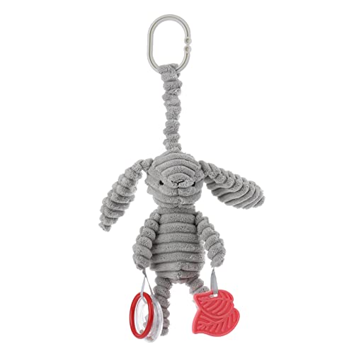 Apricot Lamb Gray Bunny Rabbit Character Teething Toy Soft Baby Rattle Stroller for Boys and Girls, Plush Stuffed Animal Rattle Toy Lovey for The Newborn, 0-3 Months, 0-6 Months and above, 8.5 Inches